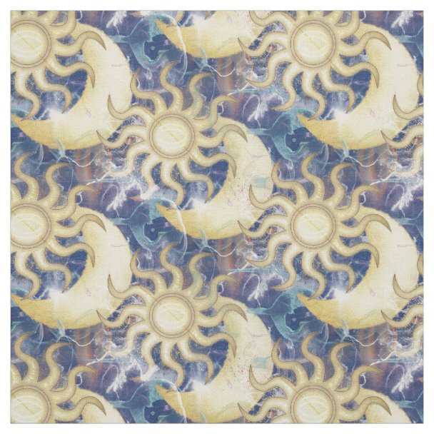 Sun, Moon & Stars Fabric | Zazzle.com