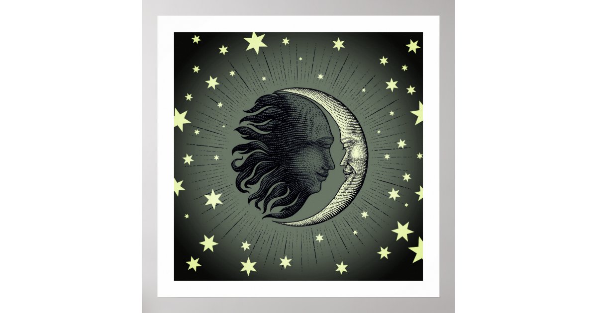 Sun And Moon Graphic Art Poster | Zazzle