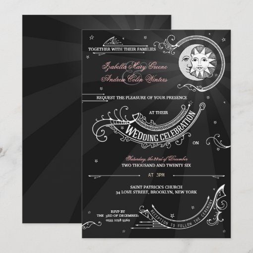 Sun and Moon Love - Classic-vintage wedding Invitation | Zazzle
