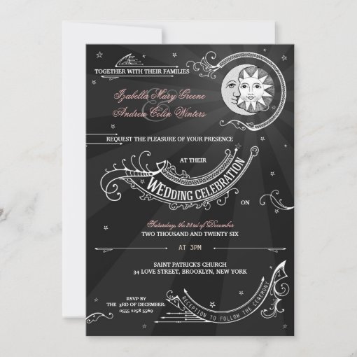 Sun and Moon Love - Classic-vintage wedding Invitation | Zazzle