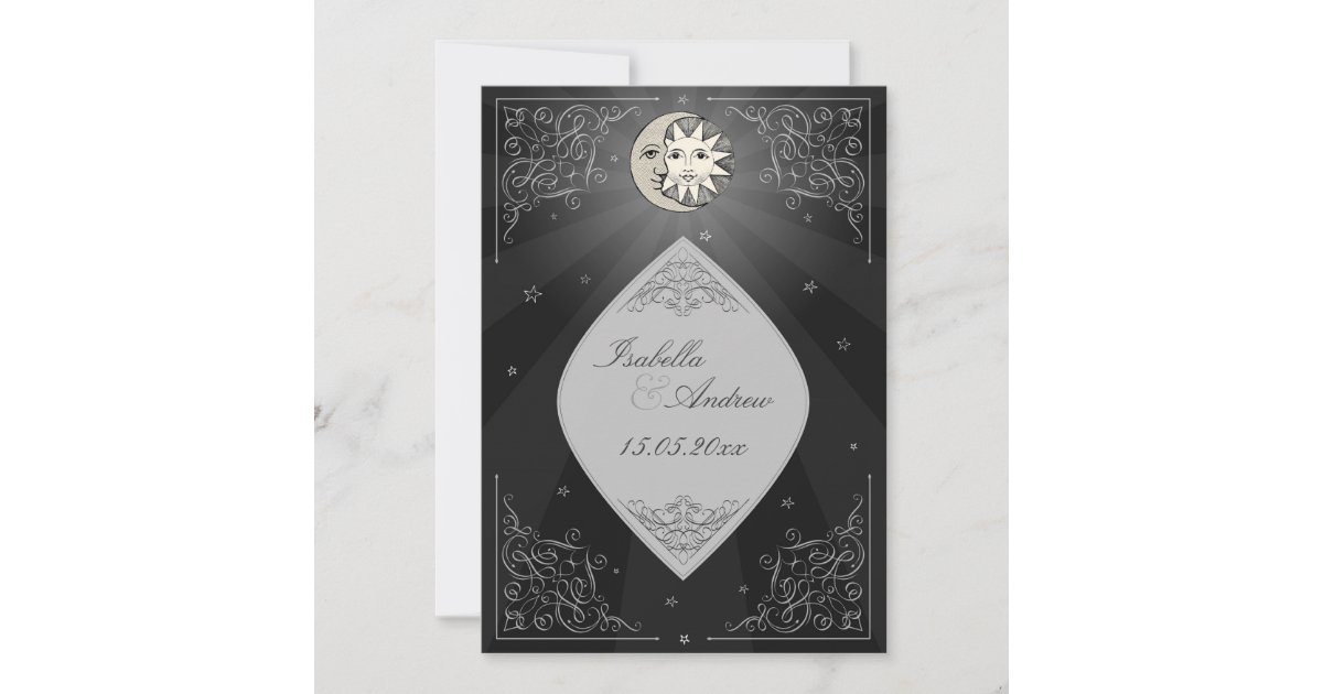 Sun and Moon Love - classic wedding invitation | Zazzle