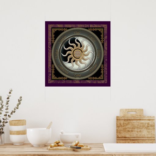 Sun and Moon Pagan Wheel Poster | Zazzle