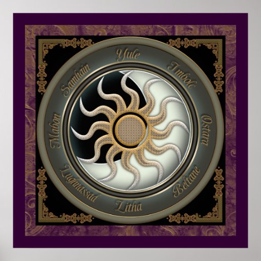 Sun and Moon Pagan Wheel Poster | Zazzle