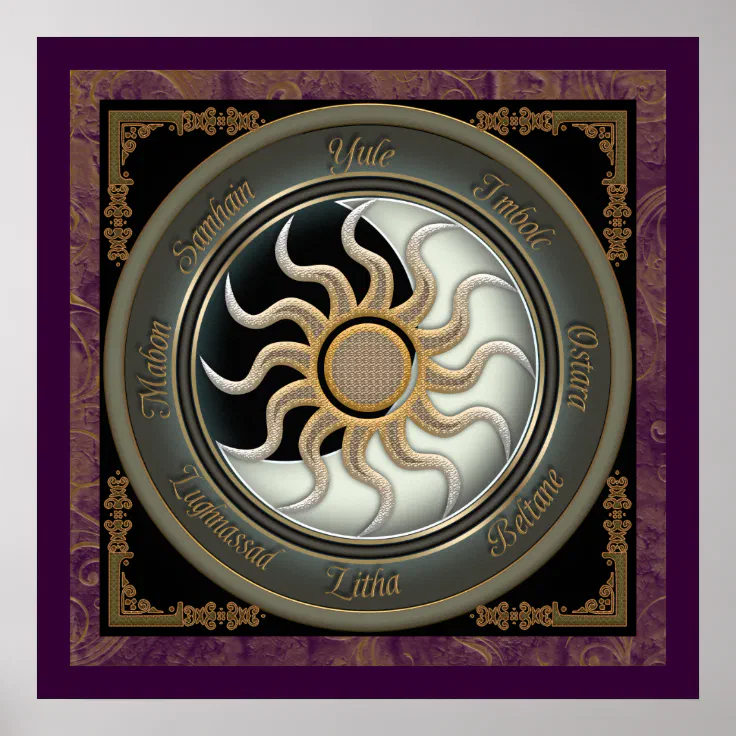 Sun and Moon Pagan Wheel Poster | Zazzle