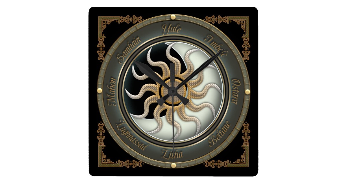 Sun and Moon Pagan Wheel Wall Clock | Zazzle.com
