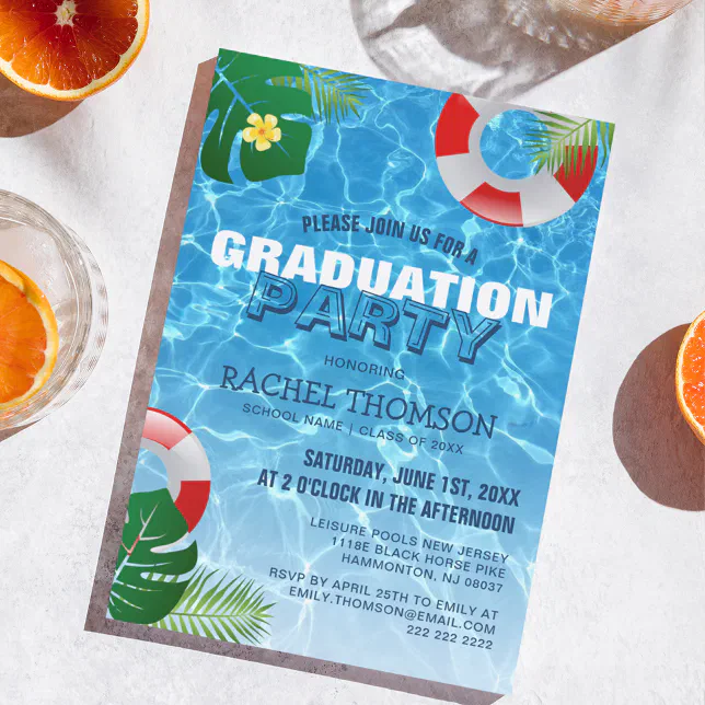 Sun and Success! Graduation Pool Party Invitation | Zazzle