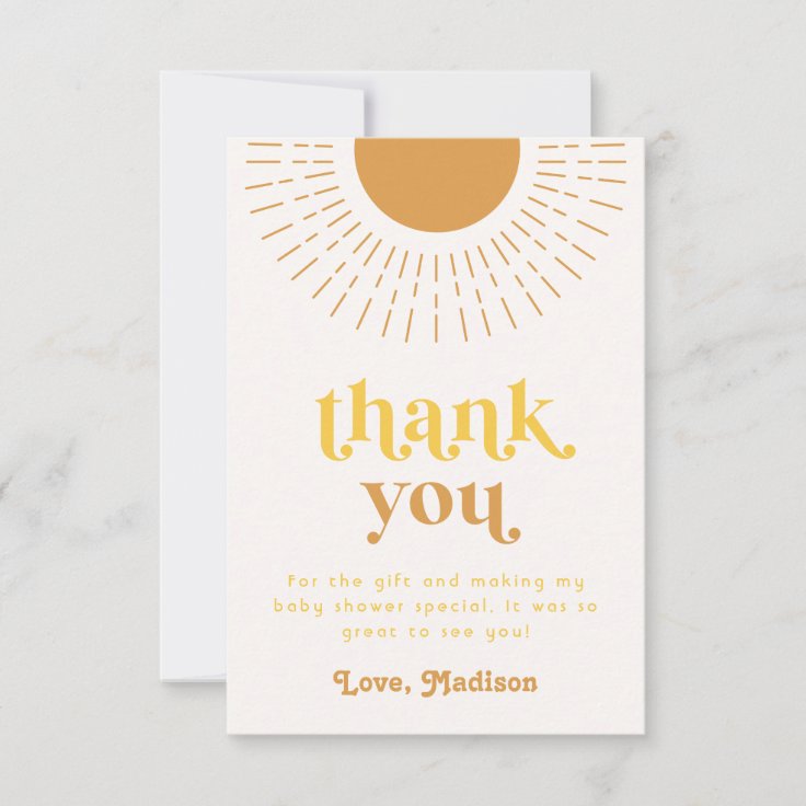 Sun Baby Shower Thank You Card | Sun Thank You | Zazzle