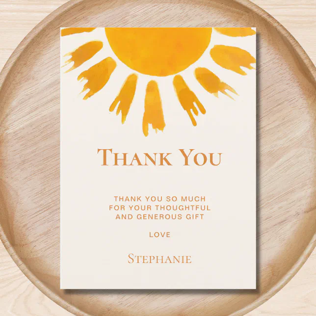 Sun Baby Shower Thank You Postcard | Zazzle