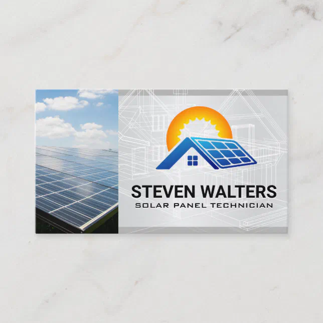 Sun Blueprints | Solar Panel | Energy Business Card | Zazzle