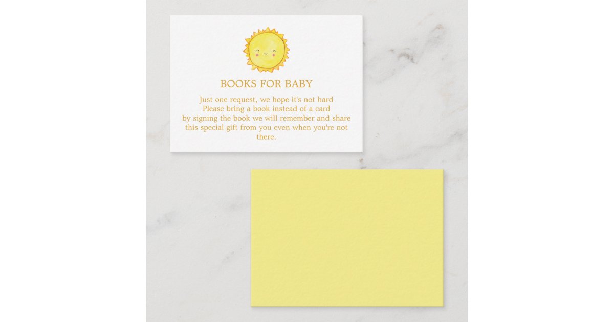 Sun Books for Baby Enclosure Card | Zazzle