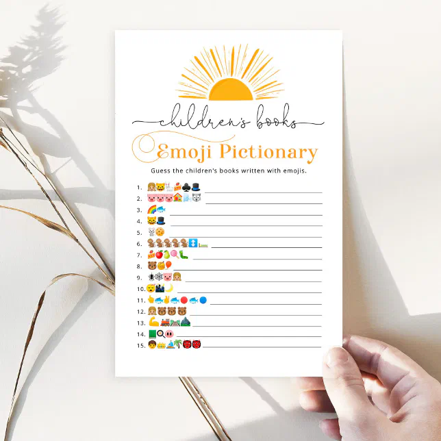 Sun childrens books emoji pictionary game | Zazzle
