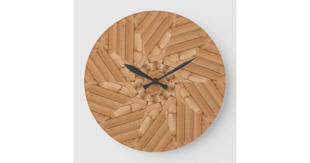 Sun Deck - Light Wooden Starburst Large Clock | Zazzle
