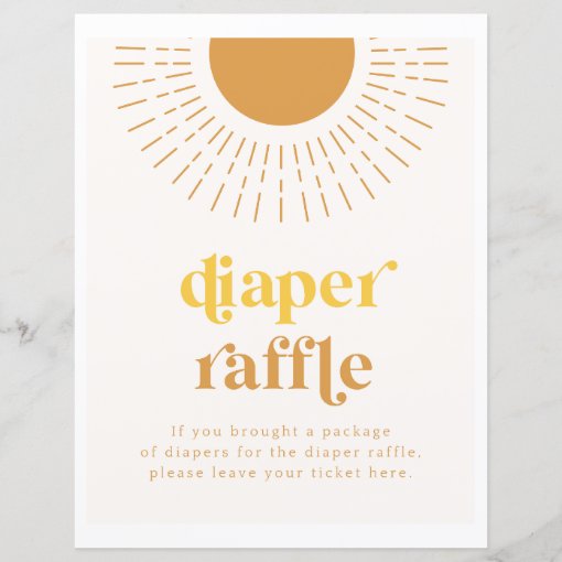 Sun Diaper Raffle Sign | Baby Shower | Zazzle