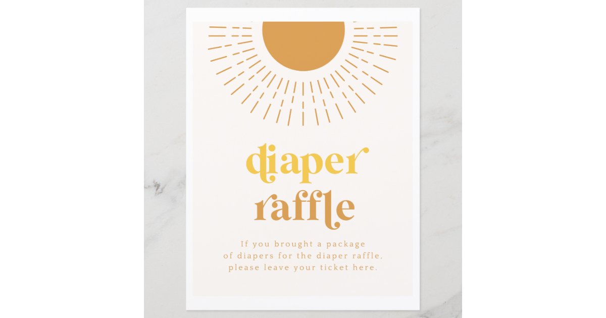 Sun Diaper Raffle Sign | Baby Shower | Zazzle
