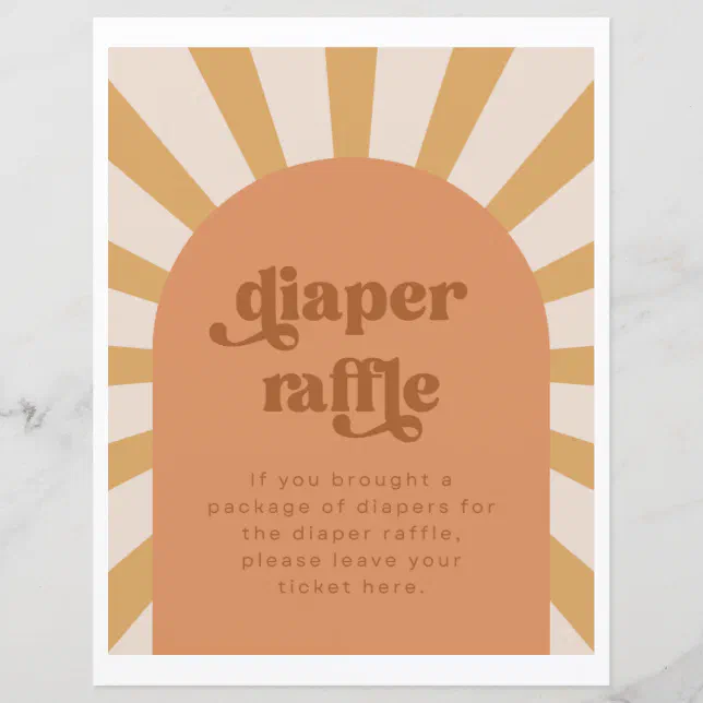 Sun Diaper Raffle Sign | Gold Sun Baby Shower | Zazzle