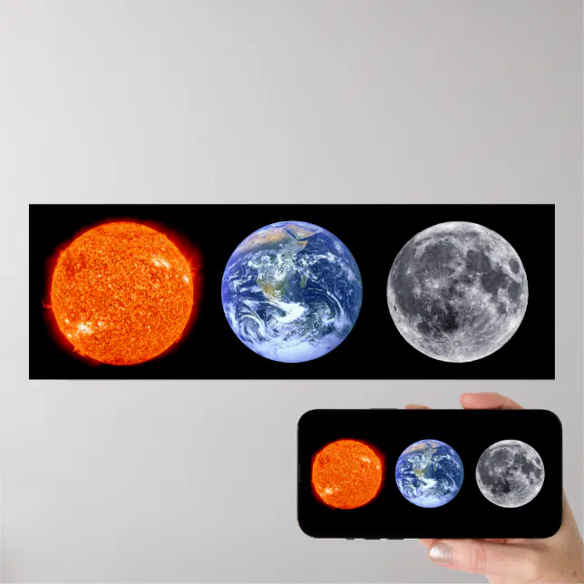 Sun, Earth, & Moon Poster | Zazzle
