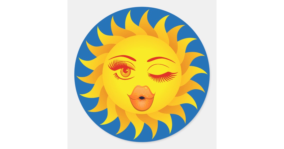 Sun emoji Symbol Classic Round Sticker | Zazzle