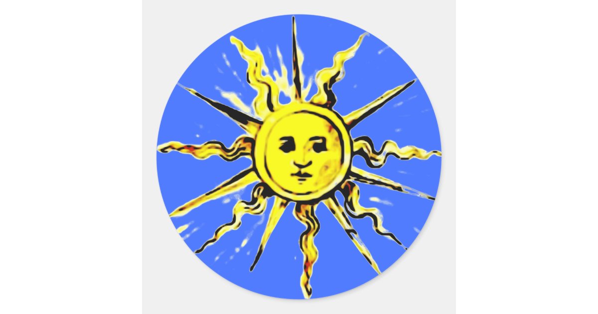 sun face - lost book of nostradamus classic round sticker | Zazzle
