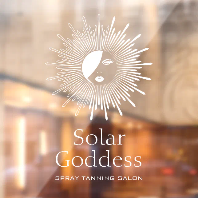 Sun Goddess Girl Spray Tanning Salon Window Cling | Zazzle