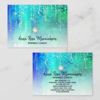 Sun Gold Stars Sparkle Moon Cosmic Celestial Business Card | Zazzle