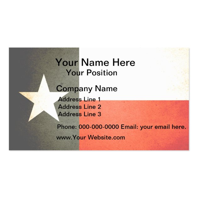 Sun kissed Texas Flag Business Card Template