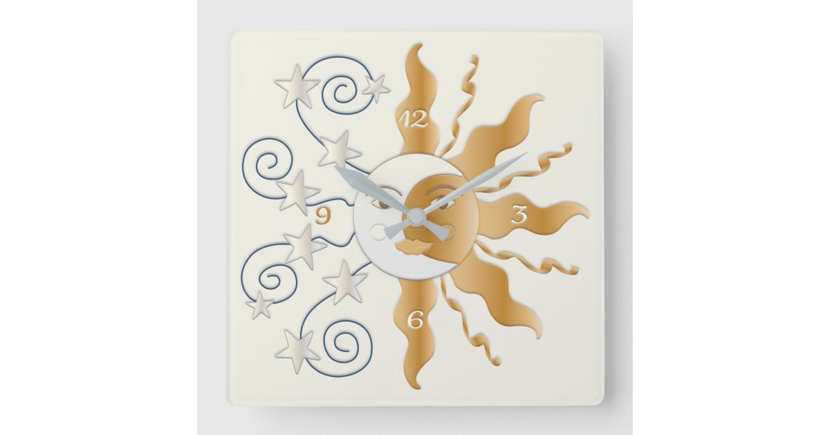 Sun Moon and Stars Clock | Zazzle