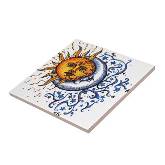 SUN MOON ART DESIGN CERAMIC TILE | Zazzle