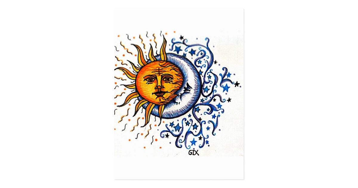 SUN MOON ART DESIGN POSTCARD | Zazzle.com
