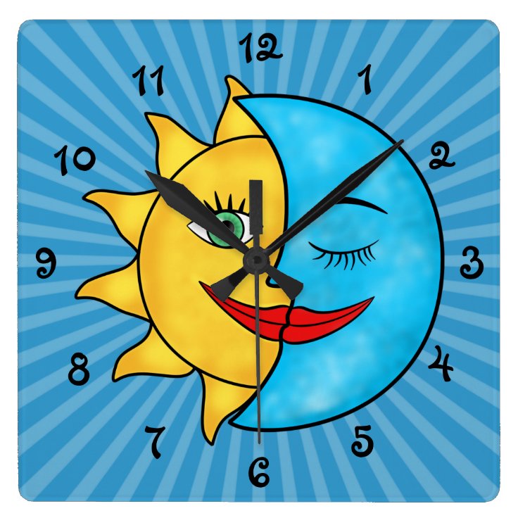 Sun Moon Square Wall Clock | Zazzle