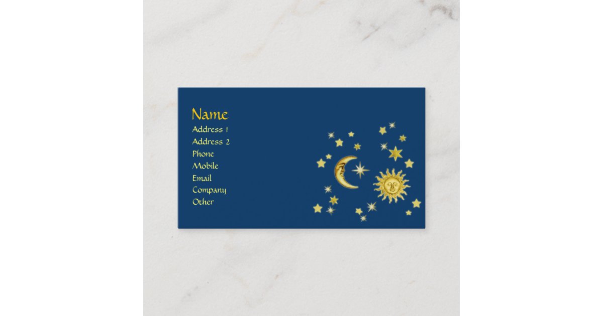 Sun, Moon & Stars Business Card | Zazzle