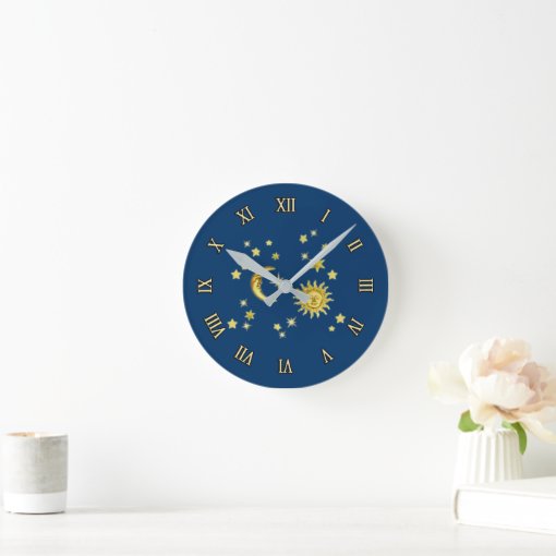 Sun, Moon & Stars Clock | Zazzle