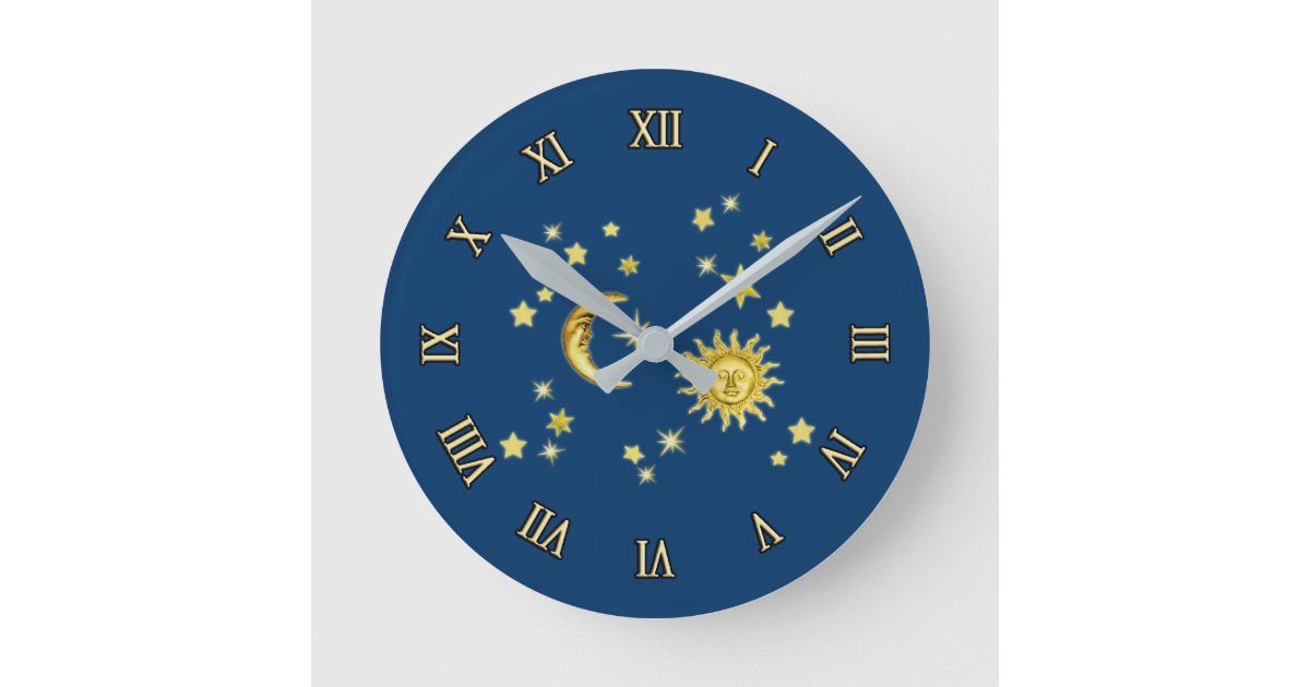 Sun, Moon & Stars Clock | Zazzle