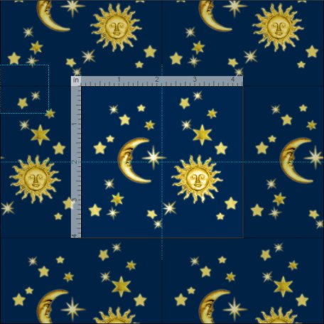 Sun,Moon and stars Fabric | Zazzle