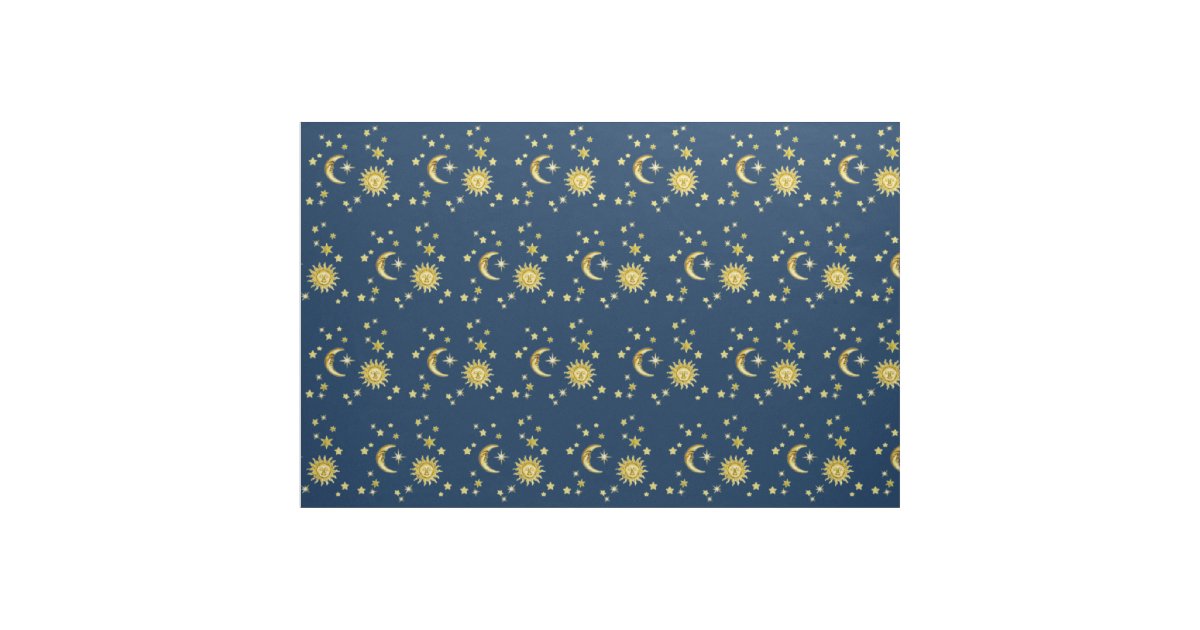 Sun, Moon & Stars Fabric | Zazzle