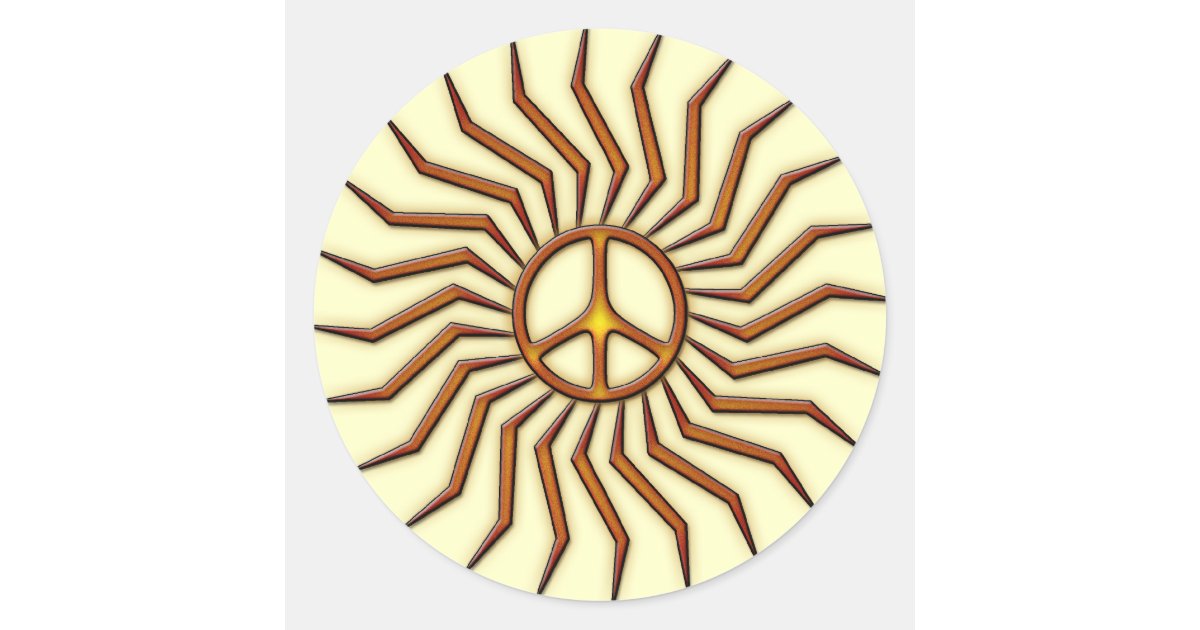 SUN PEACE SIGN CLASSIC ROUND STICKER | Zazzle