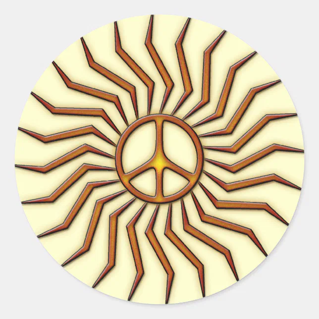 SUN PEACE SIGN CLASSIC ROUND STICKER | Zazzle