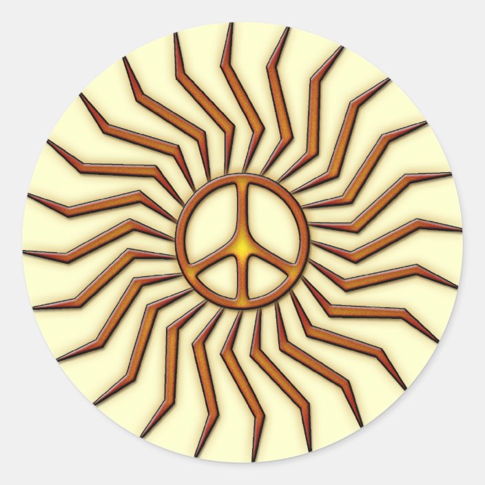 SUN PEACE SIGN CLASSIC ROUND STICKER | Zazzle.com