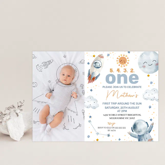 Sun Photo First Trip Around the Sun 1st Birthday Invitation | Zazzle