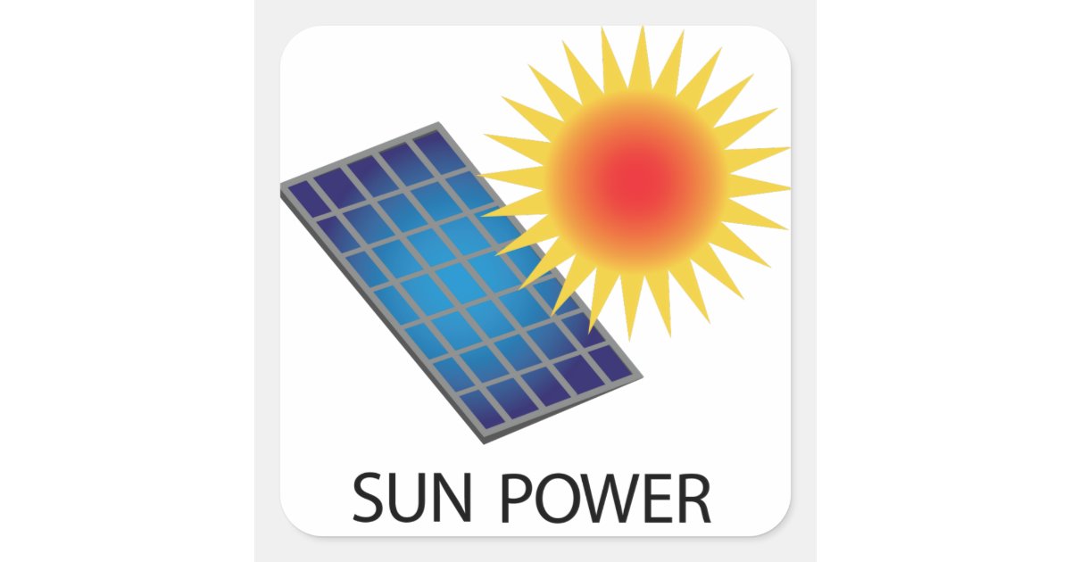 Sun Power Square Sticker | Zazzle