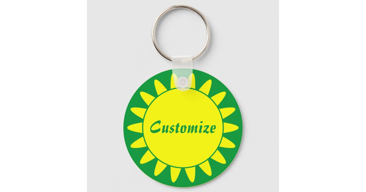 Sun Ray Template - 3 - Green Keychain | Zazzle