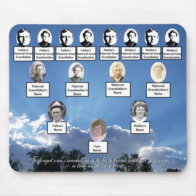 Sun Rays Family Tree Photos Ancestor Quote Mouse Pad | Zazzle