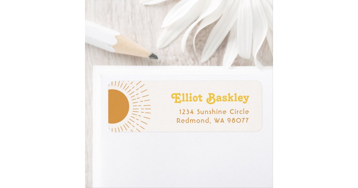 Sun Return Address Labels | Boho Sun Address Label | Zazzle