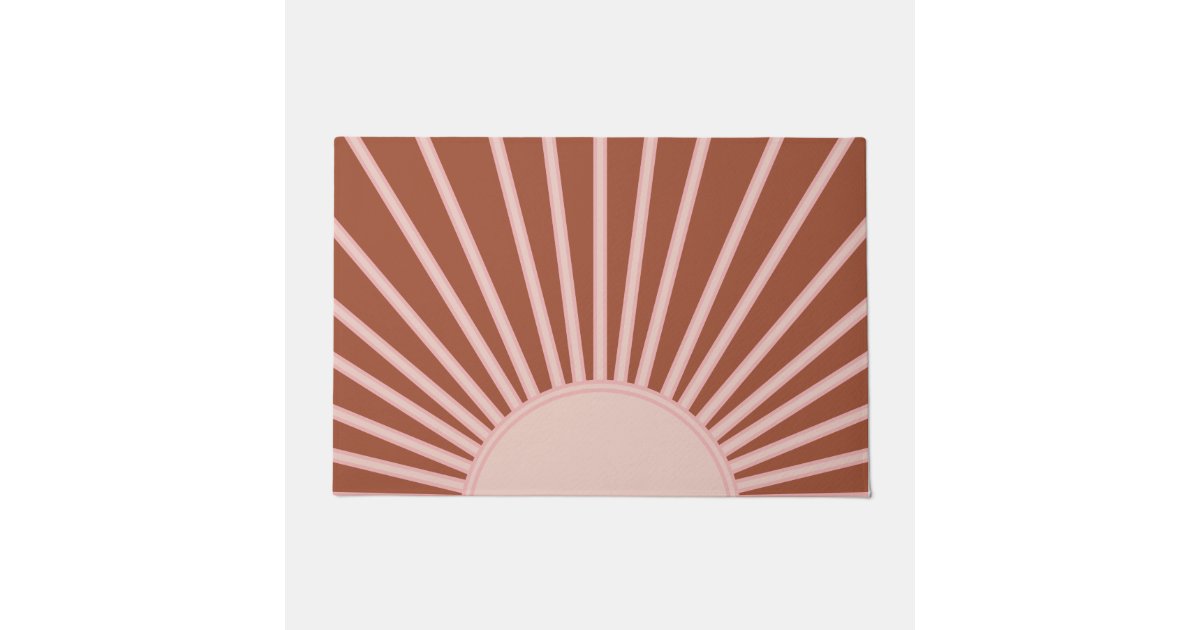Sun Rust Sunrise Earthy Terracotta Retro Sunshine Doormat | Zazzle