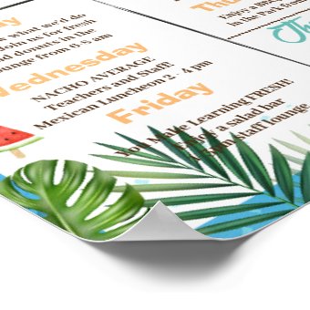 Sun-sational Teacher Appreciation Week Itinerary Poster | Zazzle