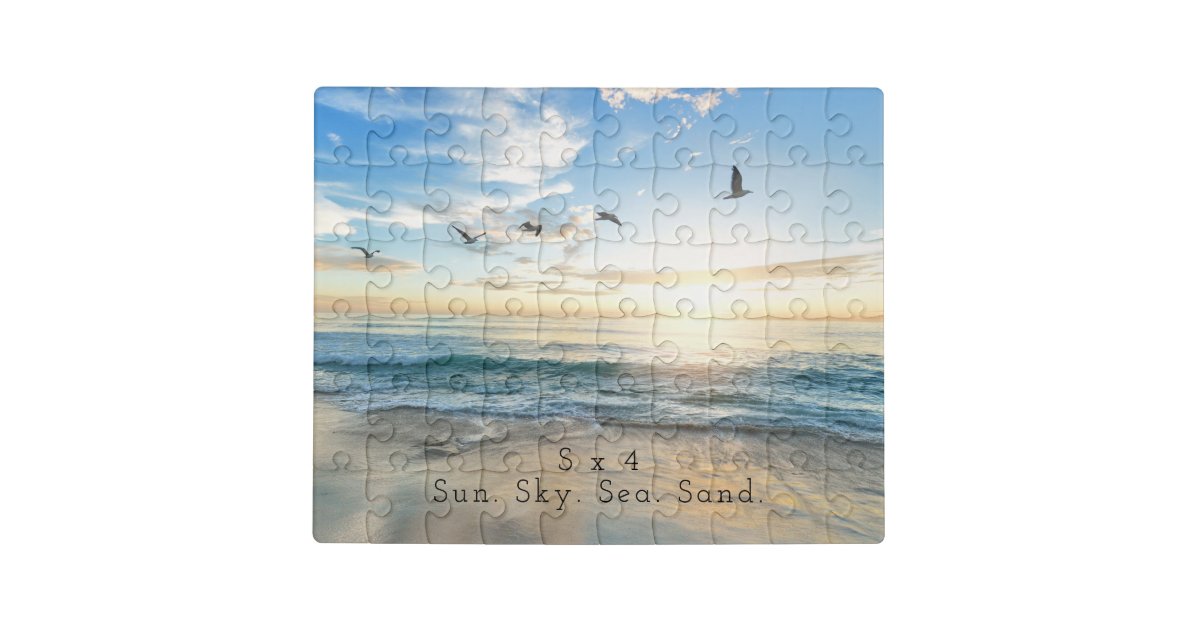 Sun. Sky. Sea. Sand. Beach Scene Jigsaw Puzzle | Zazzle