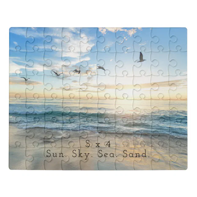 Sun. Sky. Sea. Sand. Beach Scene Jigsaw Puzzle | Zazzle