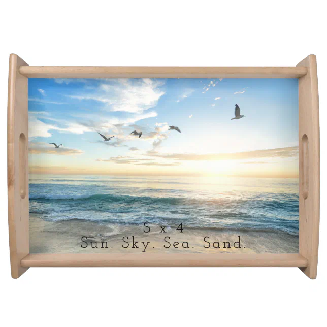 Sun. Sky. Sea. Sand. Beach Scene Serving Tray | Zazzle