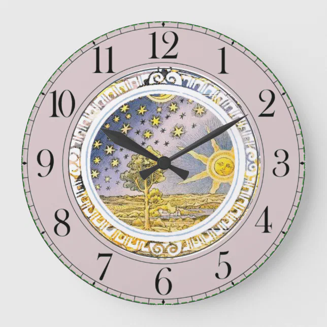 Sun Stars Celestial Lavender Large Clock | Zazzle