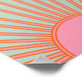 Sun Sunrise Green And Pink Abstract Retro Sunshine Poster | Zazzle