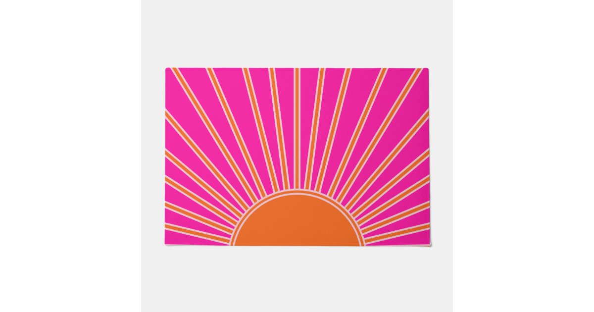 Sun Sunrise Hot Pink And Orange Preppy Sunshine Doormat | Zazzle